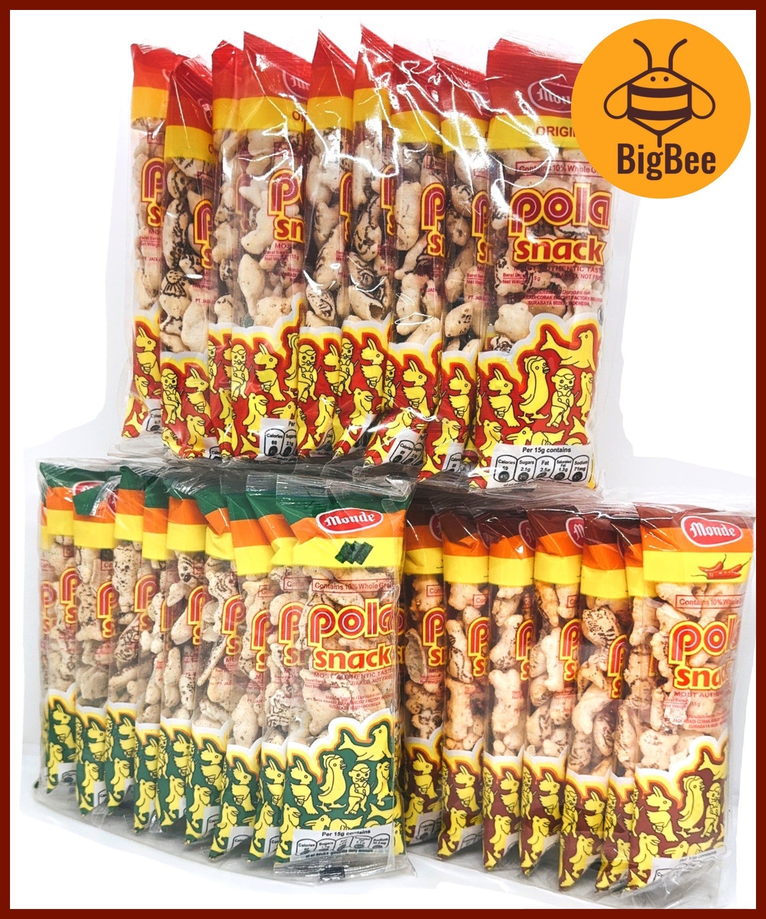 Monde Pola Snack - 15g x 10 Original / Seaweed / Hot & Spicy (Halal) B ...