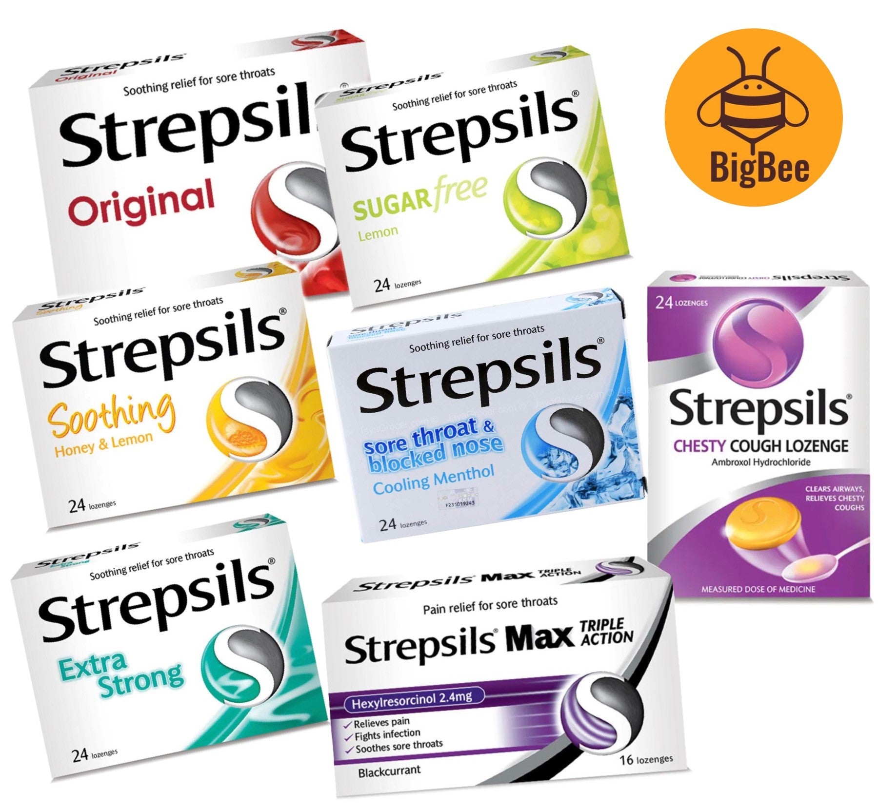 Strepsils Lozenges - 24 Lozenges / 16 Lozenges x 1 box Assorted Flavou ...
